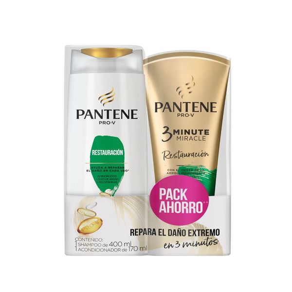 Pack Pantene Shampoo Restauración + restauración 3mm 2 Unidades | Preunic
