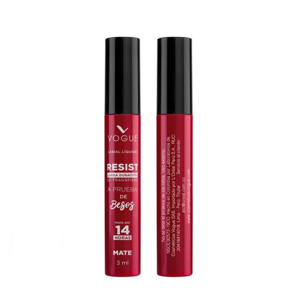 Labial Líquido Vogue Resist A Prueba De Besos Mate 14 Hrs. Apasionada