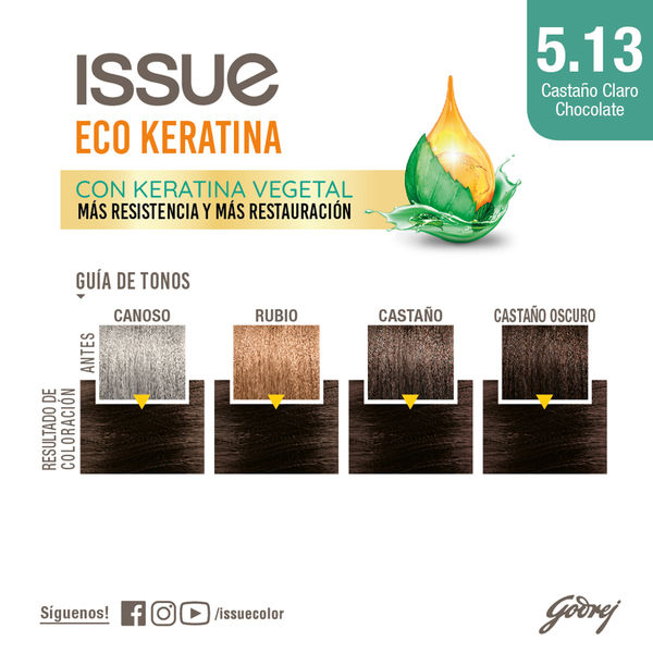 Tintura Issue Kit Eco Keratina N°5.13 Castaño Claro Chocolate