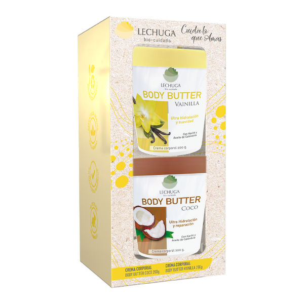 Pack Estuche Lechuga Body Butter Coco 200 Ml + Vainilla 200 Ml