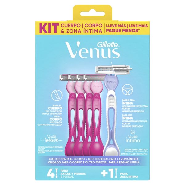 Afeitadora Gillette Venus Suave 4 Un + Afeitadora Venus Íntima 1 Un
