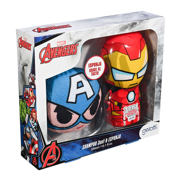 Shampoo 3 en 1 Iron Man + Esponja Cap. America
