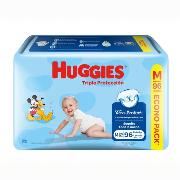 Pañales Huggies Triple Protección M x96 Un